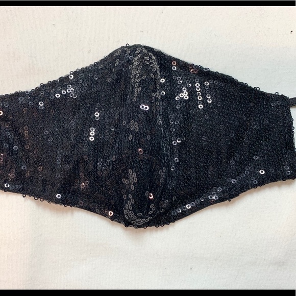 Handmade | Accessories | Custom Black Sequin Face Mask W Filter Pocket ...